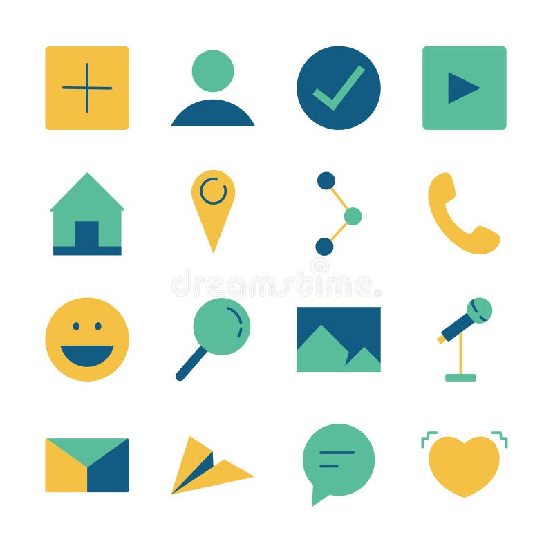 Flat Design Icon Set of Communication Message Information Digital ...