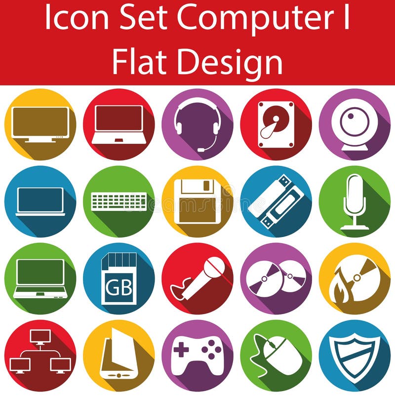 Flat Design Icon Set Computer I Stock Vector - Illustration of graphic ...