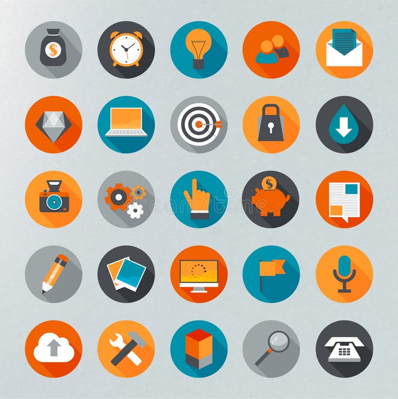 Flat design icon set stock vector. Illustration of chart - 40986164