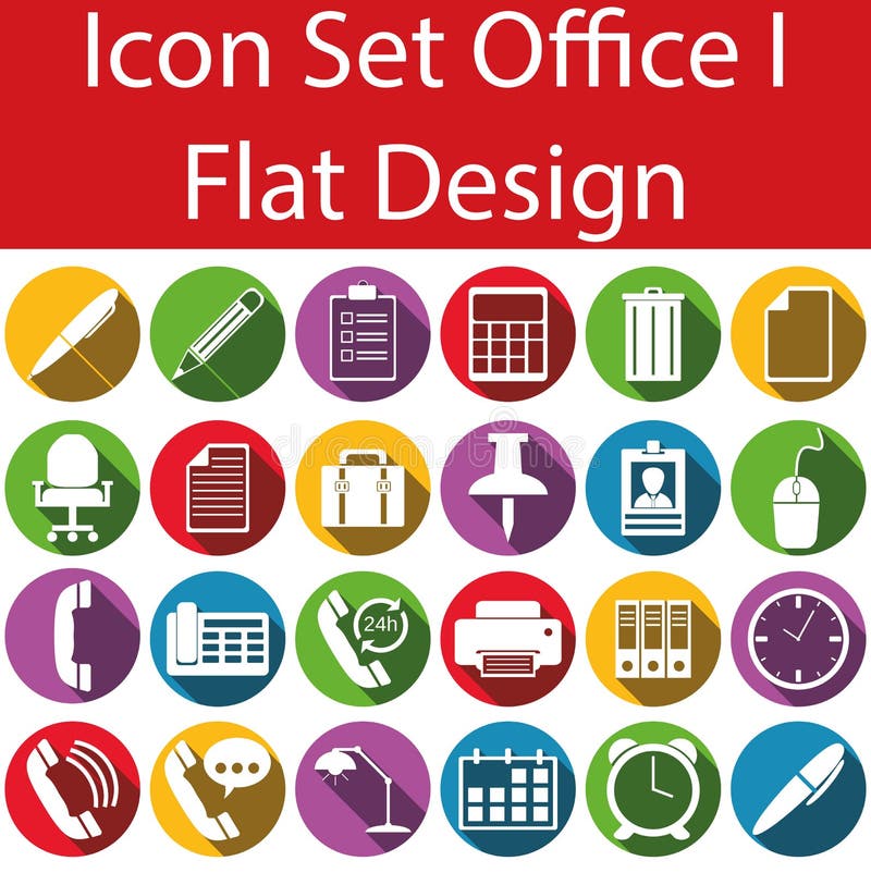 Flat Design Icon Set Office I Stock Vector - Illustration of collection ...