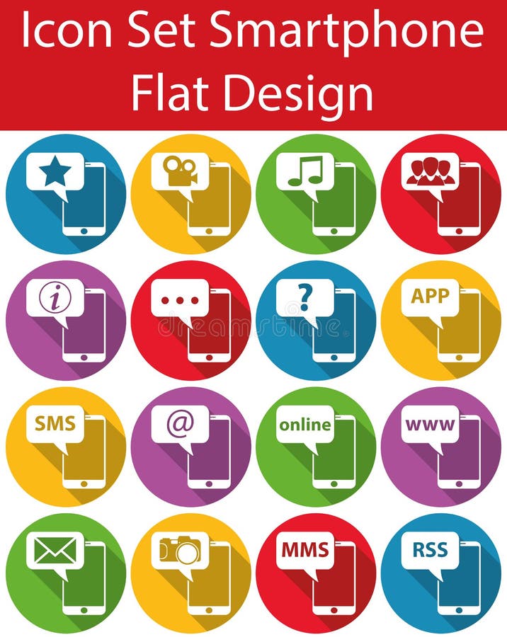 Flat Design Icon Set Smartphone I Stock Vector - Illustration of online ...