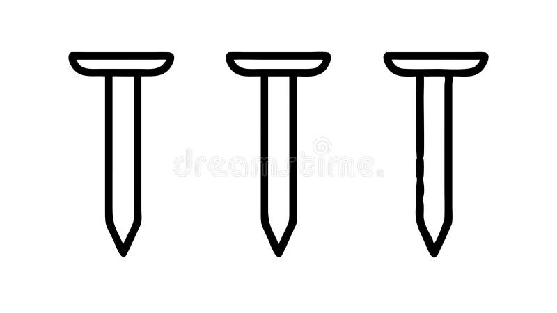 Flat Design Icon of Three Nails for Construction DIY, Vector Design ...
