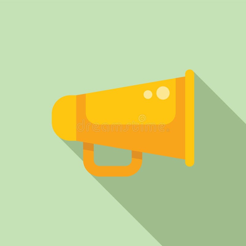Flat Design Icon of Yellow Megaphone Stock Vector - Illustration of ...