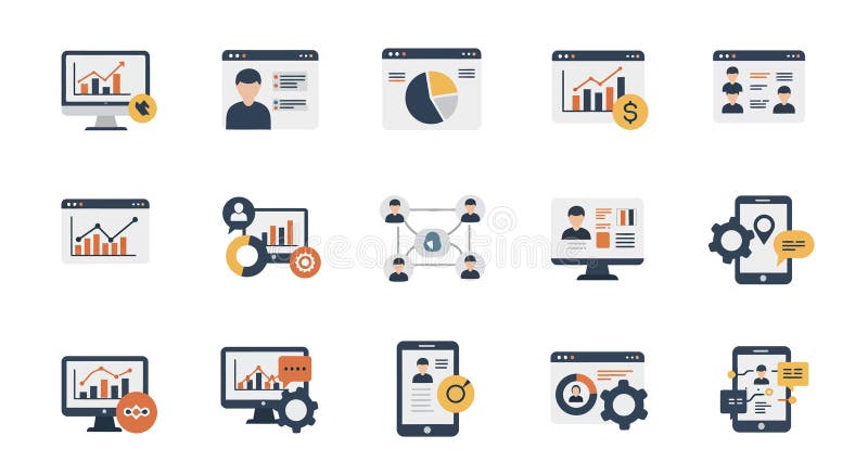 Flat Design Icons: Business Analytics, Data Visualization, and User ...
