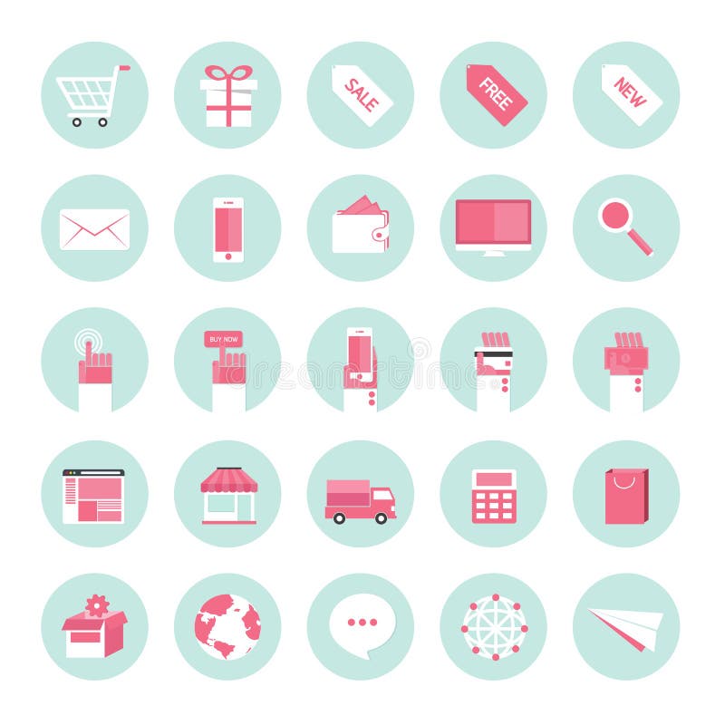 Flat Design Icons for Business Internet E-commerce Collection Stock ...
