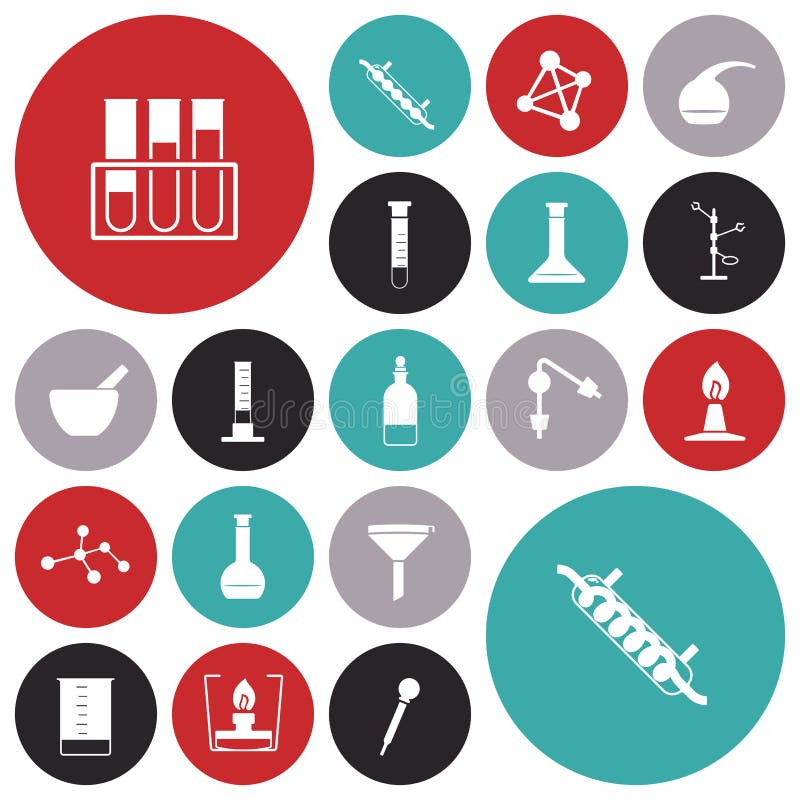 Flat Design Icons for Chemistry Lab Stock Vector - Illustration of ...