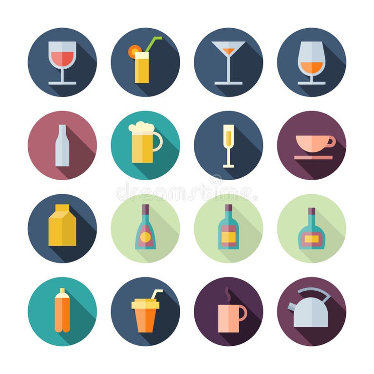 Flat Design Icons for Drinks Stock Vector - Illustration of drinks ...