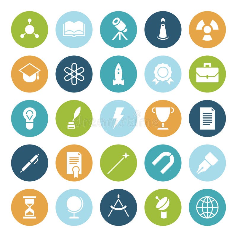 Education Icons Set. Illustration Stock Vector - Illustration of ...