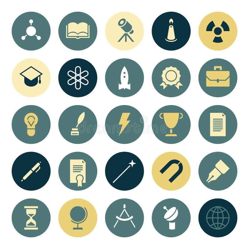Flat Design Icons for Education and Science Stock Vector - Illustration ...