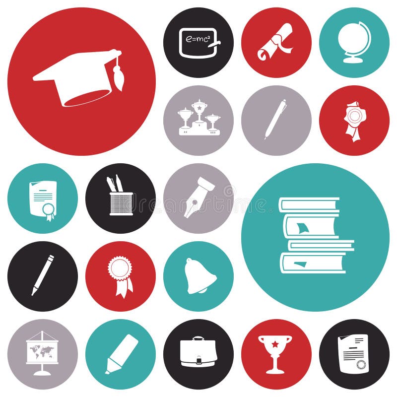 Flat Design Icons for Education Stock Vector - Illustration of school ...