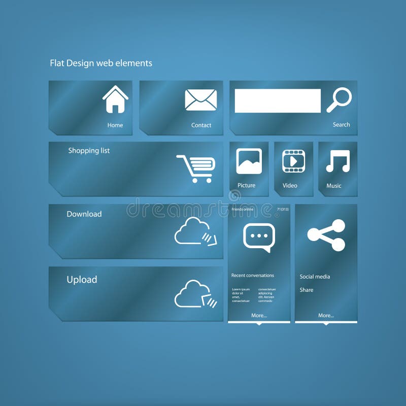 Flat Design Icons Graphic User Interface Stock Vector - Illustration of ...