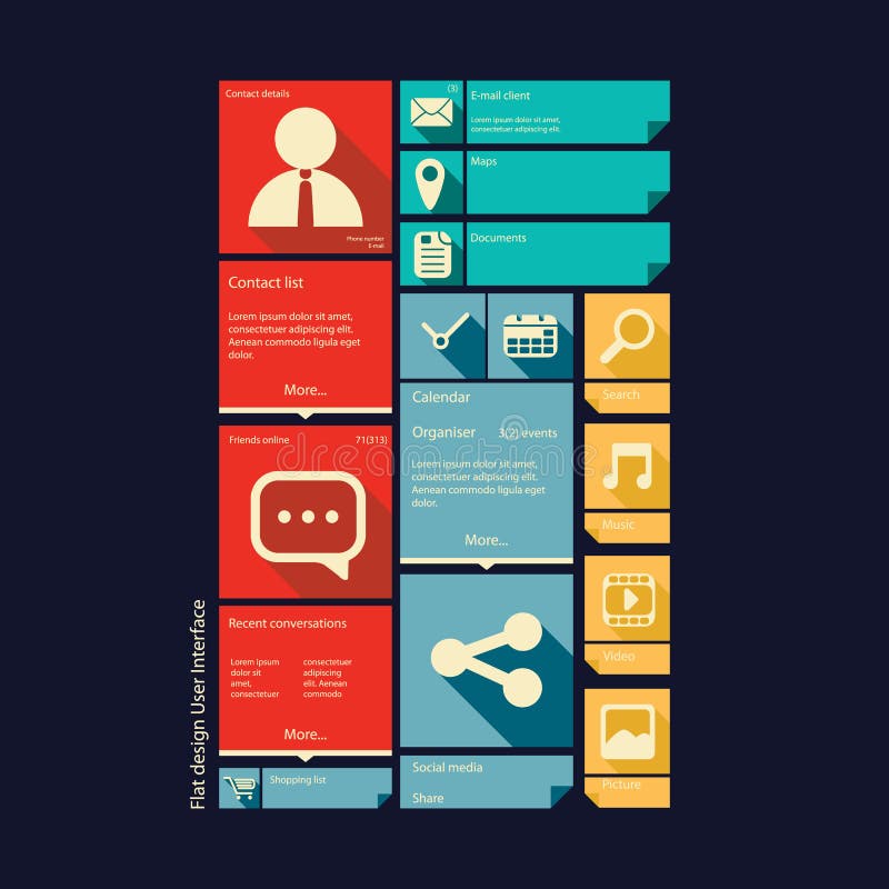 Flat Design Icons Graphic User Interface Stock Vector - Illustration of ...