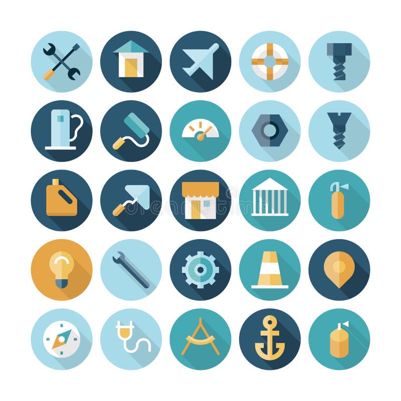 Flat Design Icons for Industrial Stock Vector - Illustration of ...