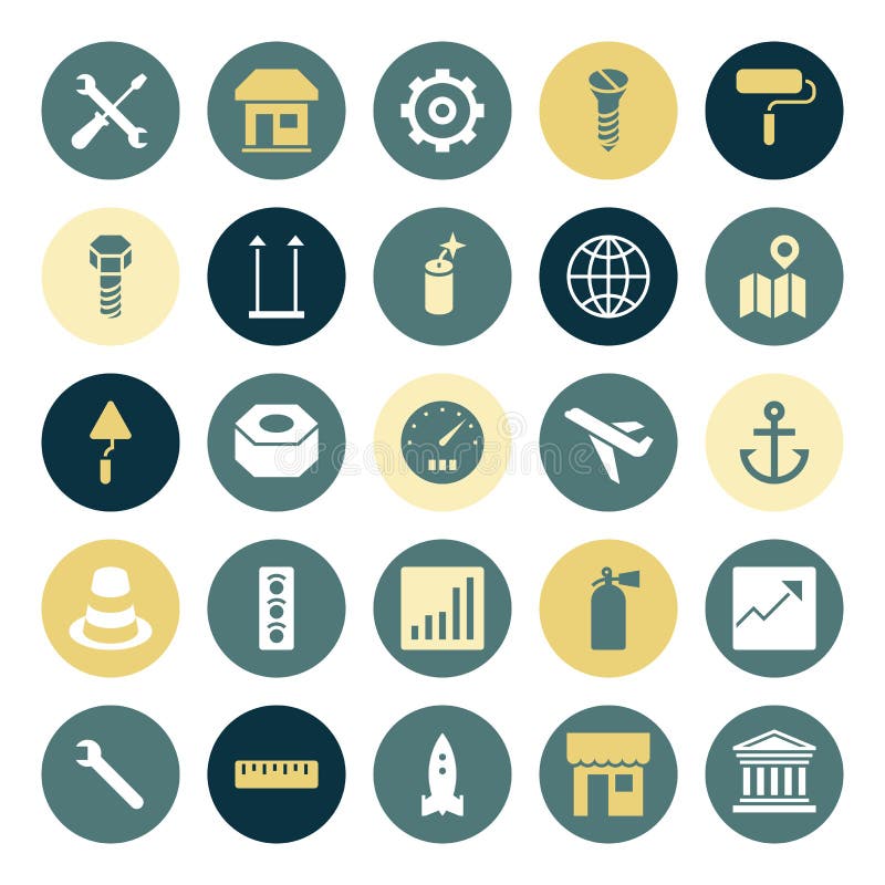 Flat Design Icons for Industrial Stock Vector - Illustration of house ...