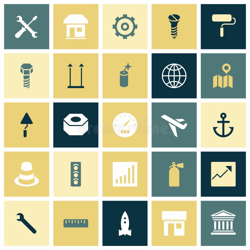 Flat Design Icons for Industrial Stock Vector - Illustration of flat ...