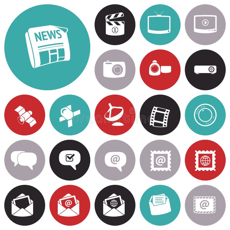 Flat Design Icons for Media Stock Vector - Illustration of projector ...