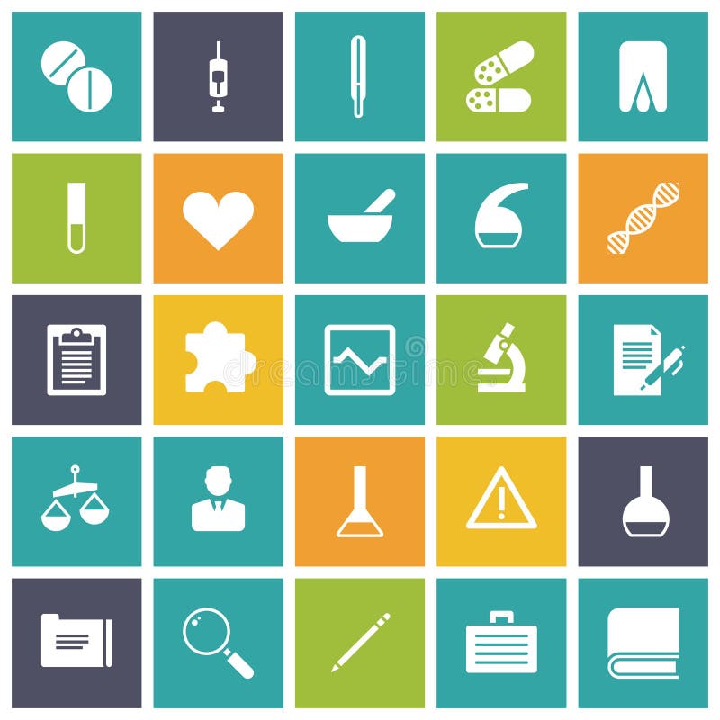 Flat Design Icons for Medical Science Stock Vector - Illustration of ...