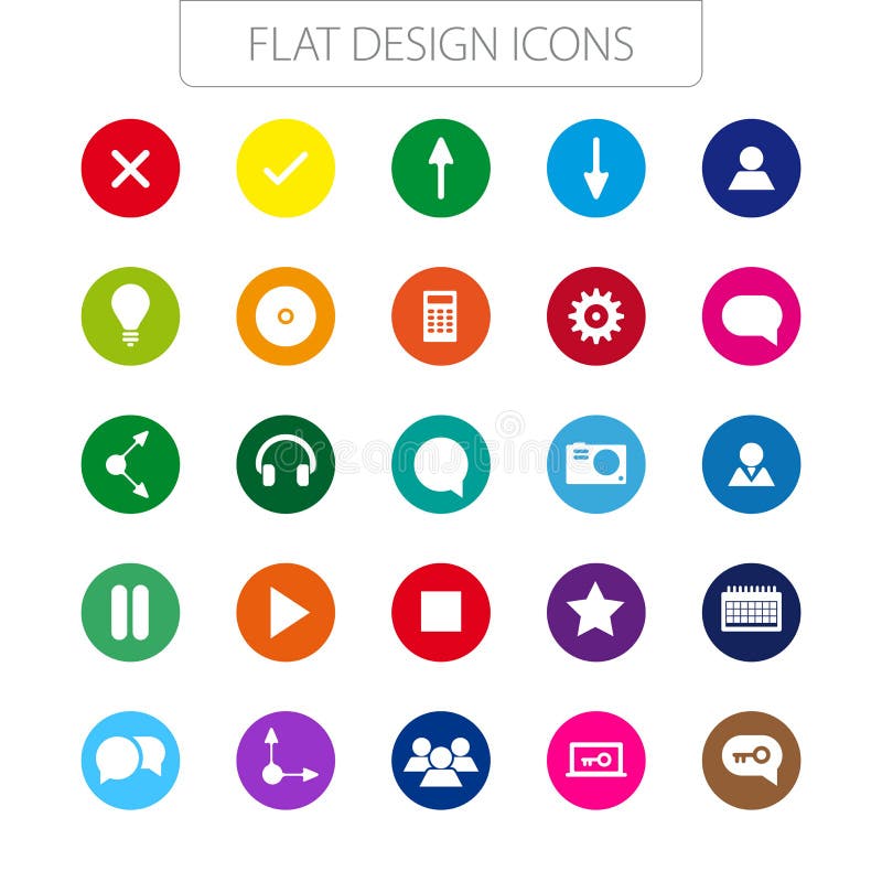 Flat Design - Icons Pack. Simple Line Icons Set Stock Illustration ...