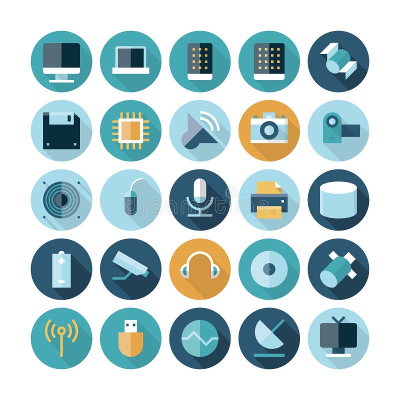Flat Design Icons For Technology And Devices Stock Vector ...