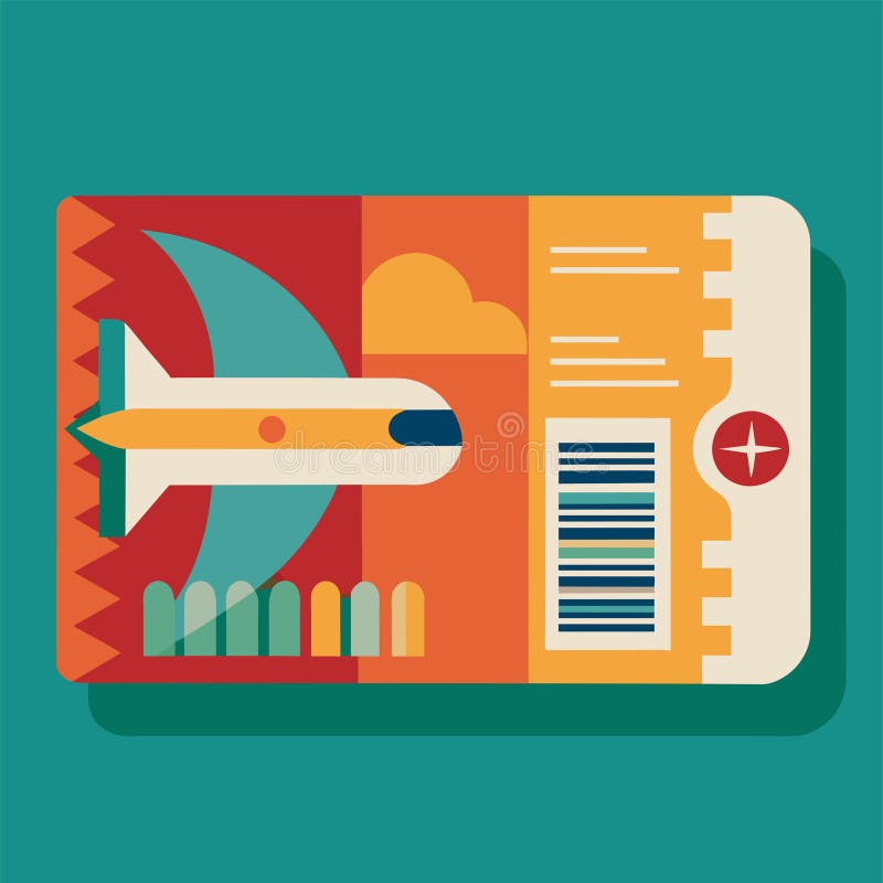 A Flat Design Illustration of an Abstract Boarding Pass with a Stylized ...