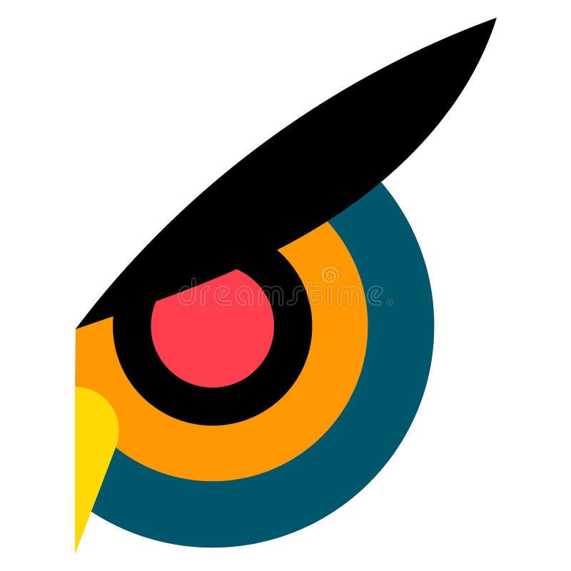 Flat Design Illustration of an Animal Logo, Owl Eyes with Sharp Eyes ...