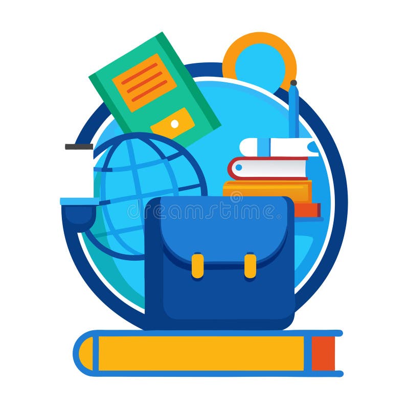 Back To School Vector Illustration: Backpack, Books, Globe, and ...