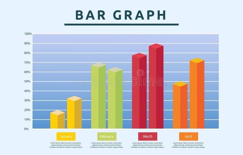 Flat Design Illustration of Bar Graph Chart Diagram for Business Data ...