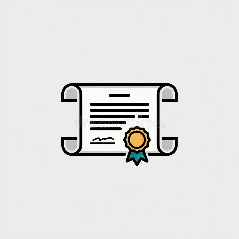Certificate Document Icon with Ribbon Seal, AI Generated Stock ...