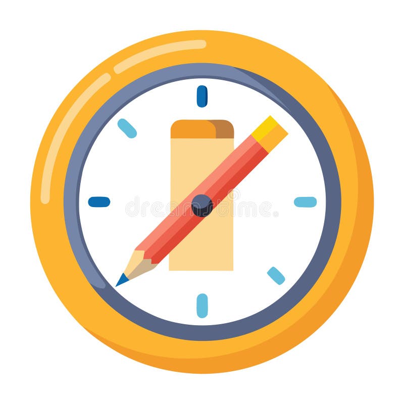 Clock Pencil Note Time Management and Productivity Icon, Flat Design ...