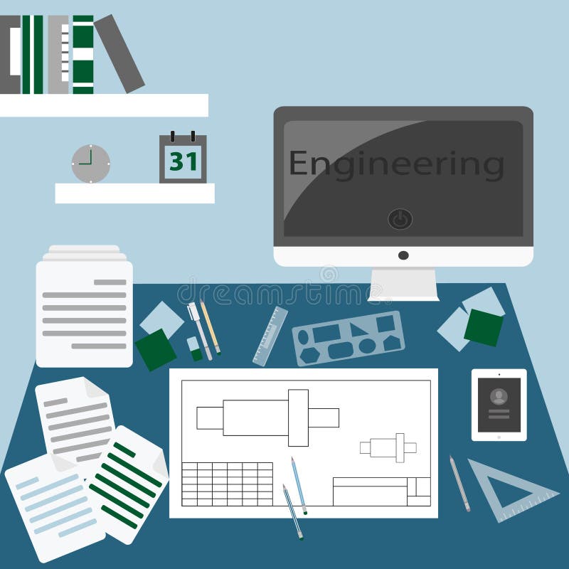 Flat Design Illustration Concept of Creative Office Workspace Stock ...