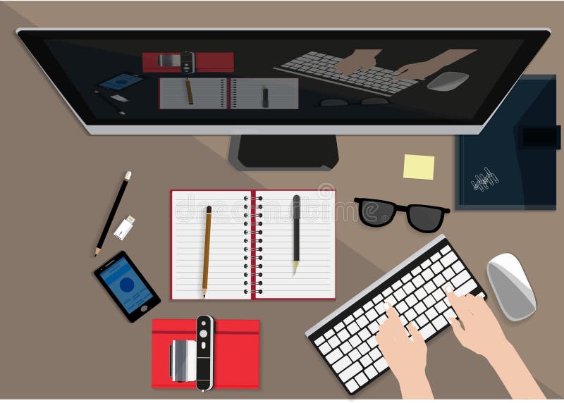 Modern Working Place Illustration. Flat Design Illustration Concept for ...