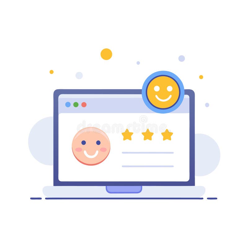 Customer Feedback Interface with Ratings and Smiley Faces on a Desktop Computer Stock Vector ...
