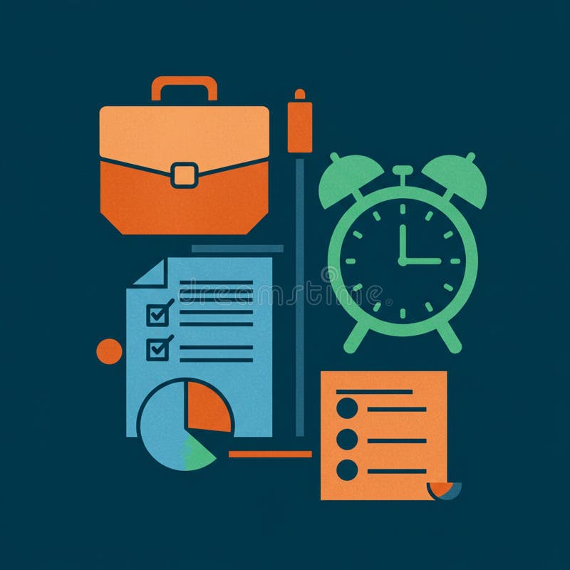 Flat Design Illustration Featuring Business Elements: an Orange ...