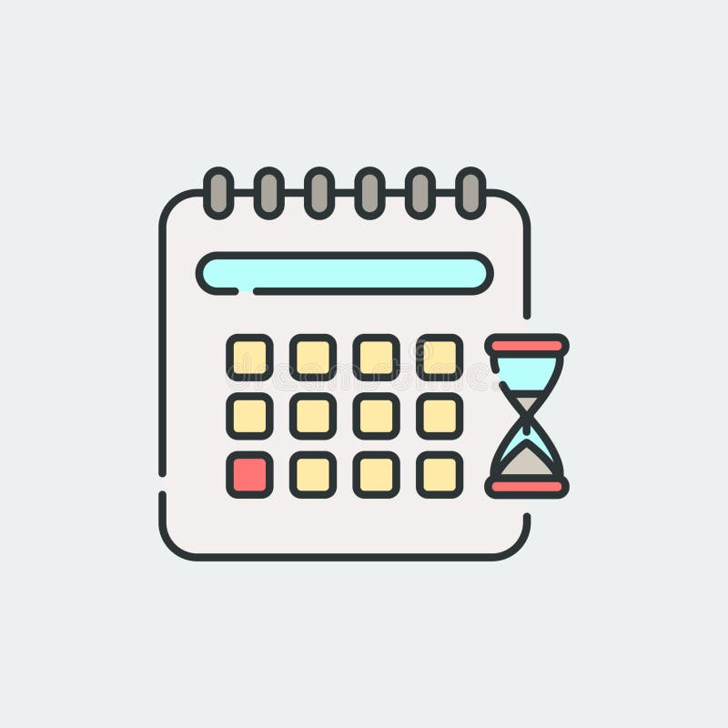 Calendar with Hourglass Line Icon, Vector Illustration. Flat Design ...