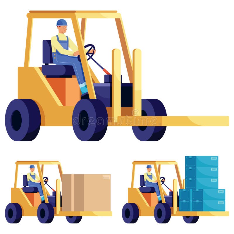 Forklift Truck Operator on White Stock Vector - Illustration of storage ...