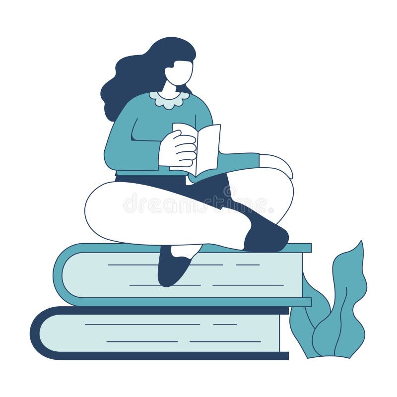 Flat Design Illustration of Girl Student Character Studying Education ...