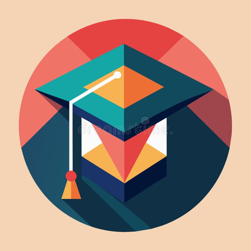 A Flat Design Illustration of a Graduation Cap Rendered in Geometric ...