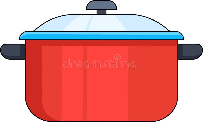 Flat Design Illustration of Kitchen Utensils, Red Stainless Steel Pan ...