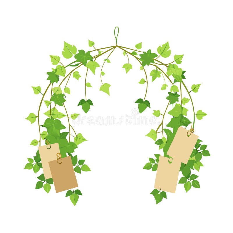 Leafy Vine Frame with Paper Notes, Flat Design, Decoration Stock Vector ...