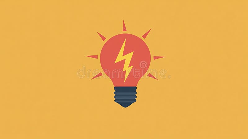 Flat Design Illustration of a Light Bulb with a Lightning Bolt ...
