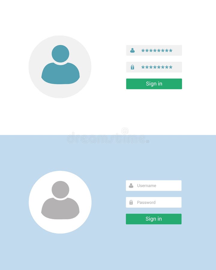 Flat Design Illustration of Login Screen Set. Avatar and Box for ...