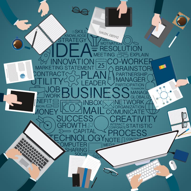 Flat Design Illustration of Modern Creative Office Workspace Stock ...