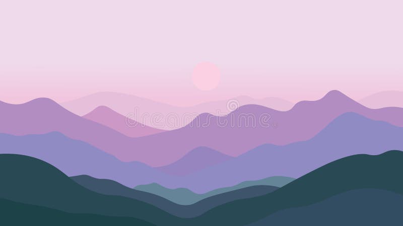 Flat Design Illustration of Mountain Hill Nature Landscape in the ...