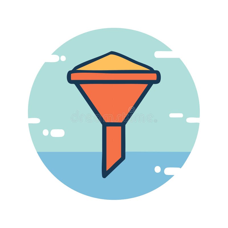 Flat Design Illustration of an Orange Funnel with Yellow Contents for ...