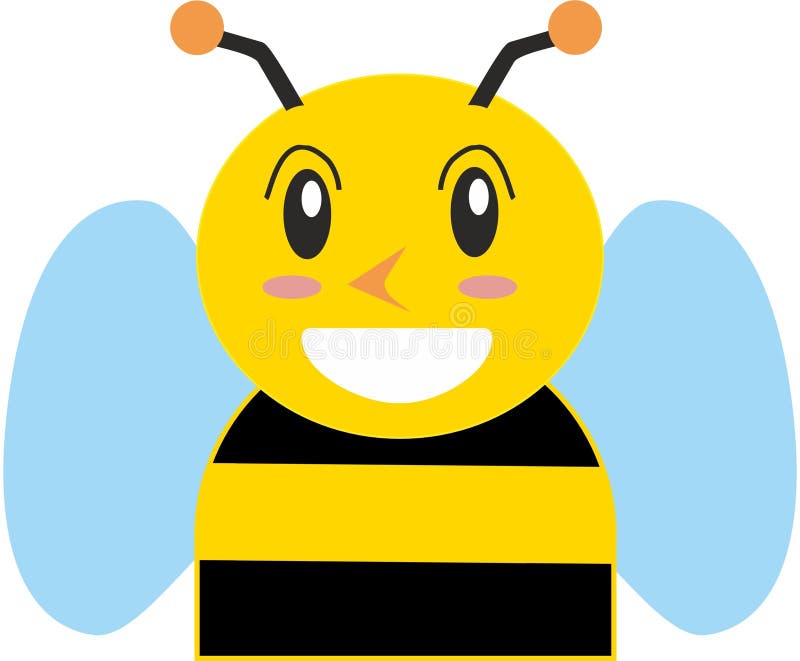 Flat Design Illustration of a Portrait of a Smiling Bee Stock ...