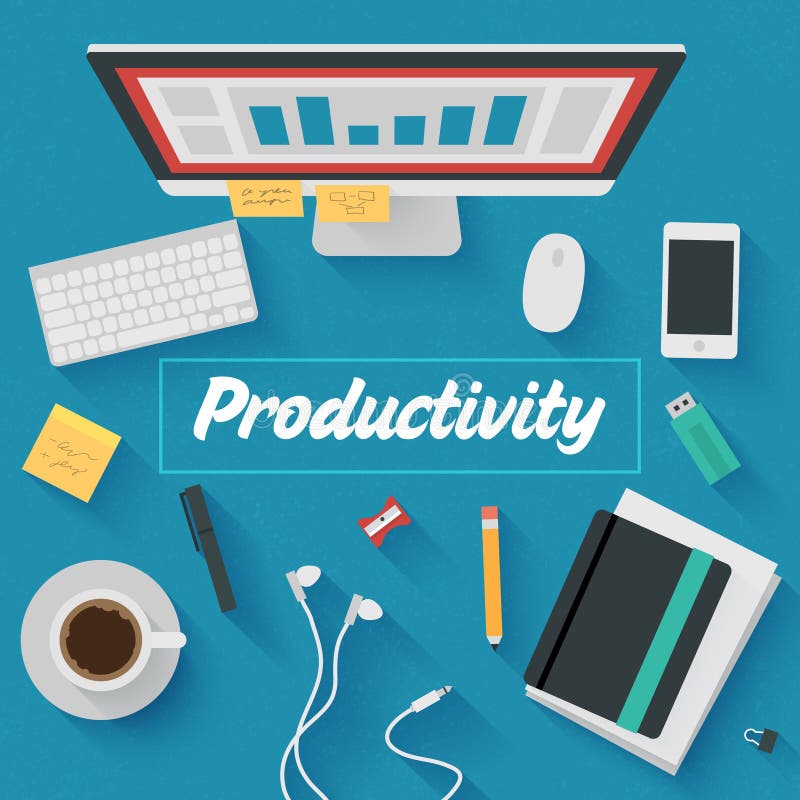 Flat Design Illustration: Productive Office Workplace Stock Vector ...
