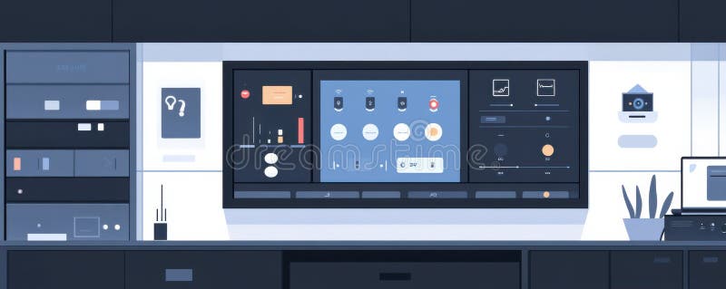 Flat Design Illustration of a Smart Home Control Interface with ...