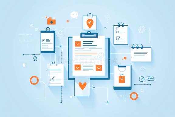 Flat Design Illustration Showcasing Digital Paperwork Checklists and ...