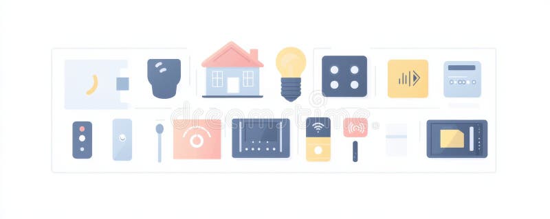 Flat Design Illustration of Smart Home Technology with Connected ...