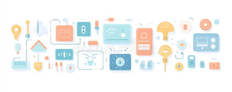Flat Design Illustration of Smart Home Technology with Connected ...